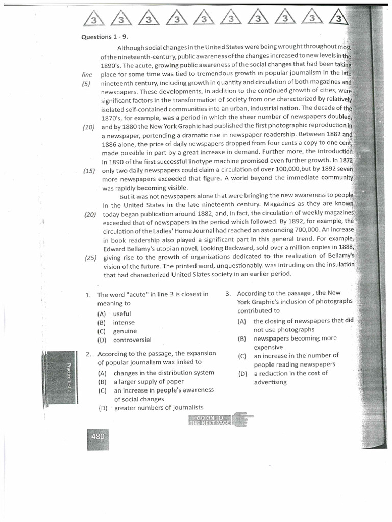 TOEFL Reading Comprehension | PDF