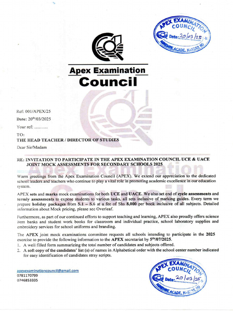 Apex Mock Invitation 2025 | PDF