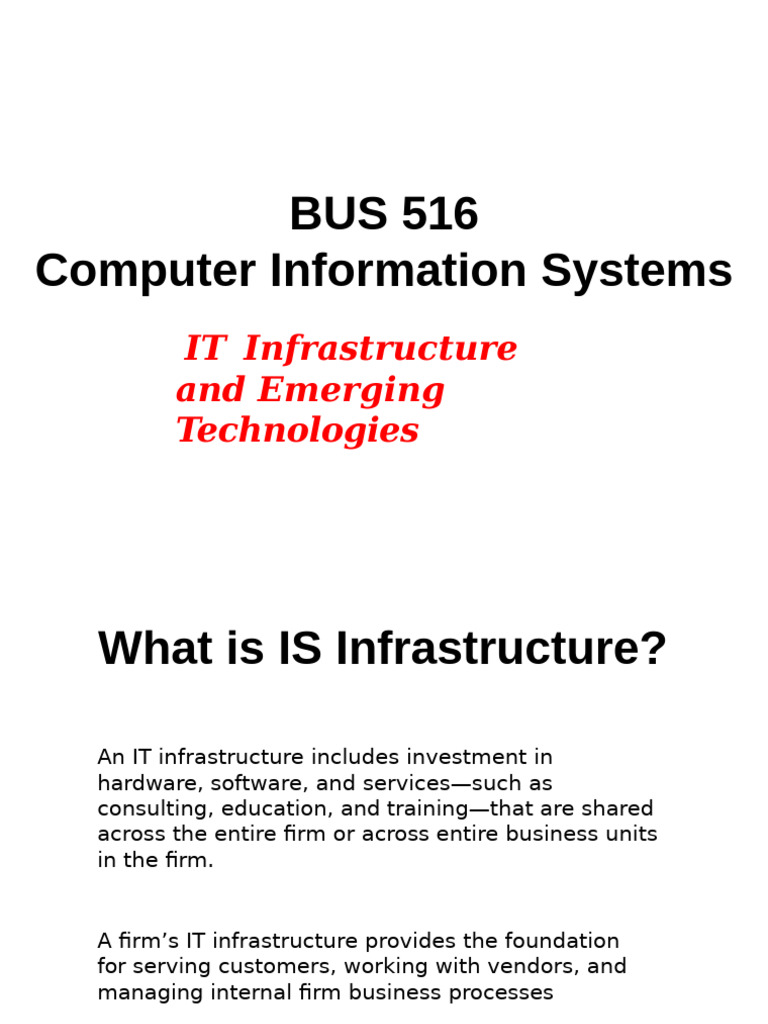 BUS 516 - Chapter 5 - IT Infrastructure and Emerging Technologies-2 ...