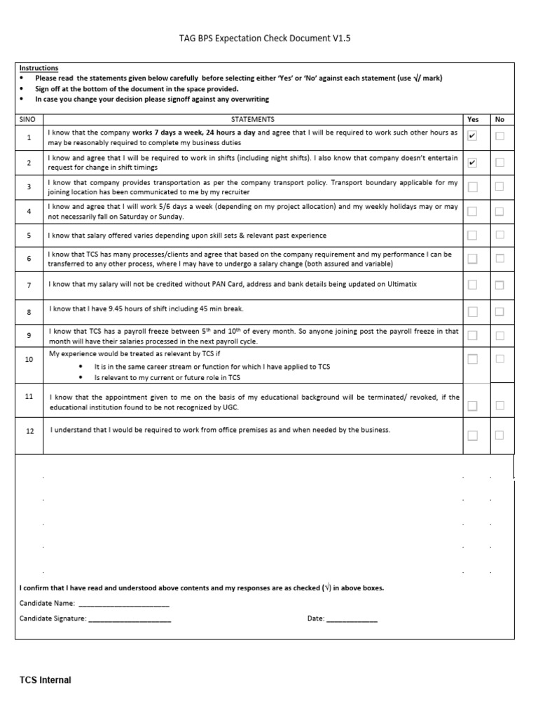 BPS Expectation Checklist V1.5 | PDF