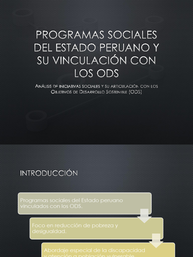 Programas Sociales en Perú y ODS | PDF