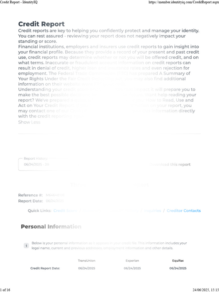 IdentityIQ Credit Report Access | PDF