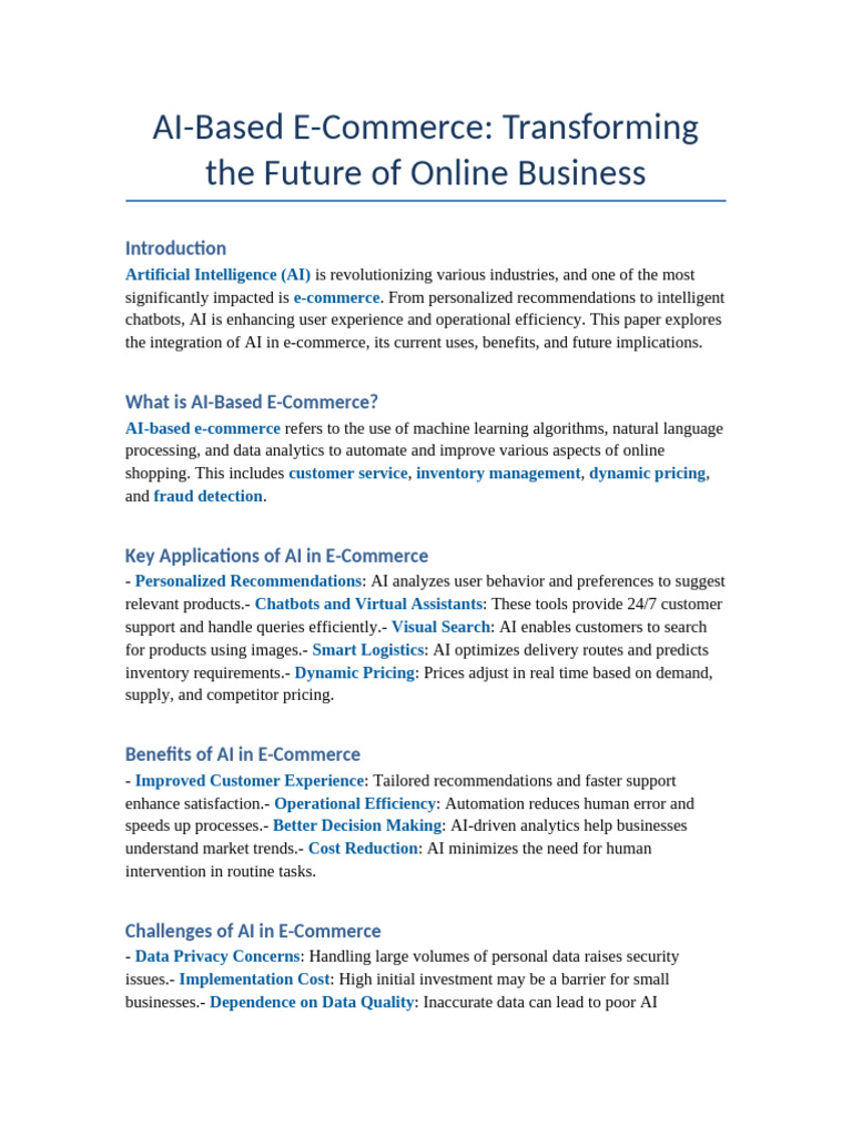 AI in E-Commerce: Trends and Insights | PDF | Artificial Intelligence ...
