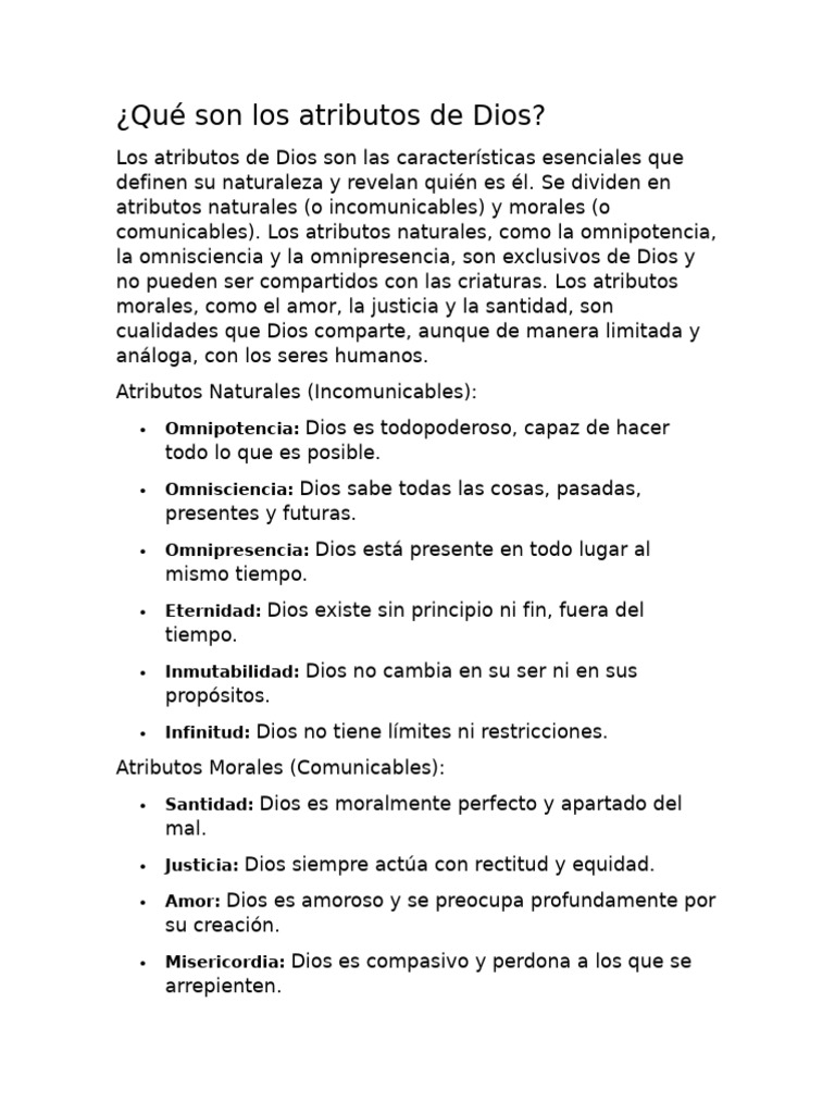 Tema II Los Atributos de Dios | PDF | Dios | Amor