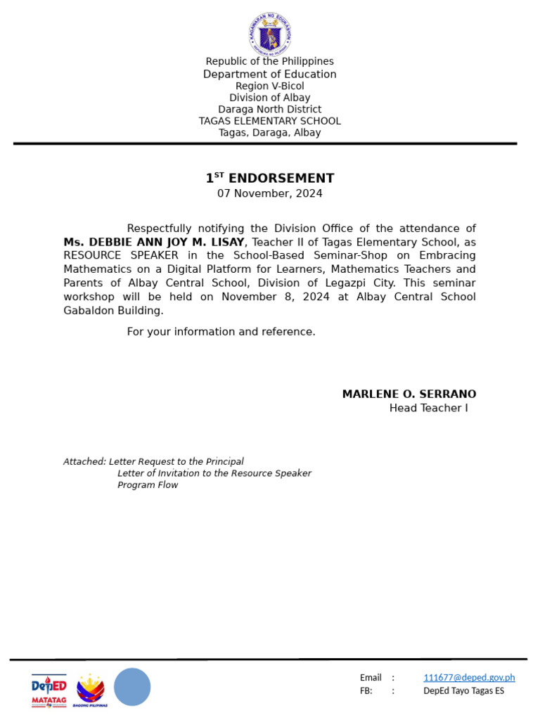 1st Endorsement | PDF