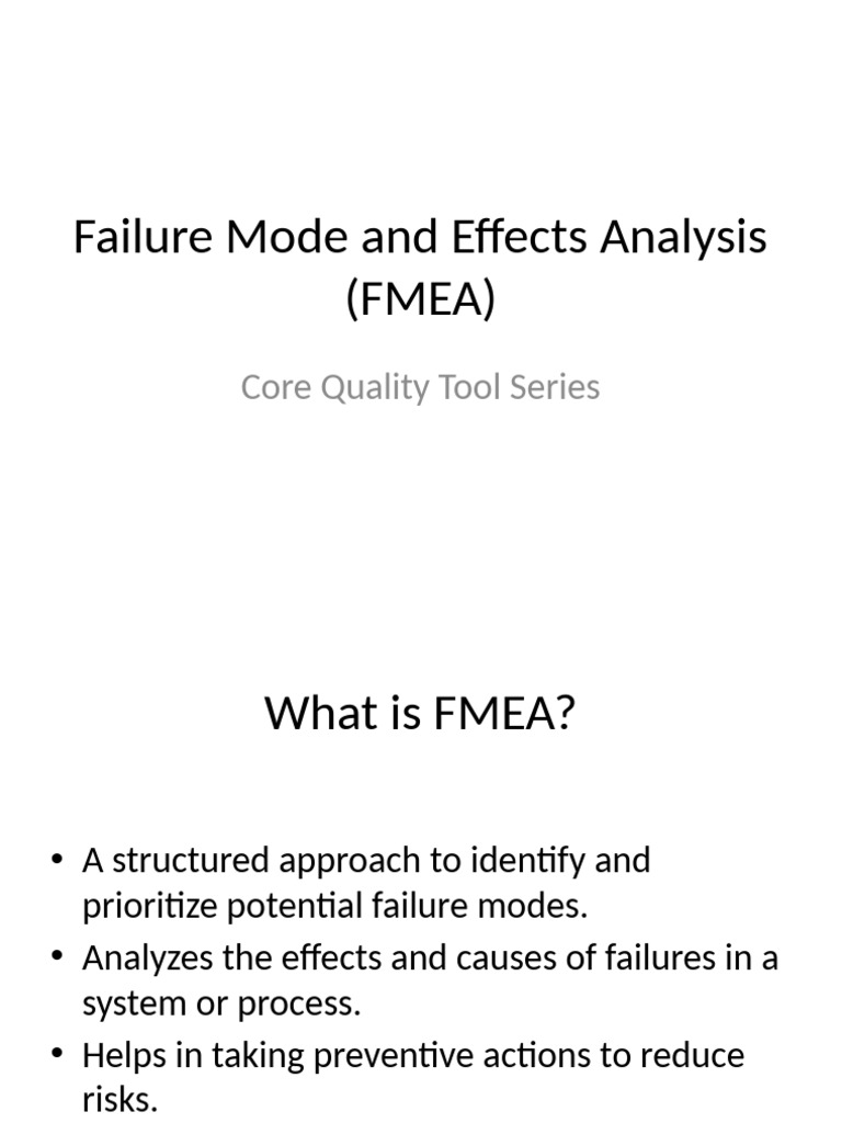 FMEA Core Quality Tool Presentation | PDF | Systems Engineering | Systems Thinking