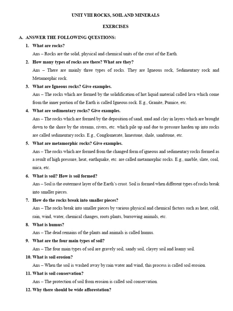 Unit 8 Rocks, Soil and Minerals | PDF | Rock (Geology) | Soil