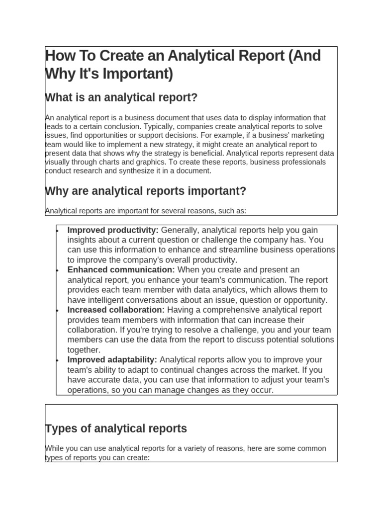 Creating Effective Analytical Reports | PDF | Communication