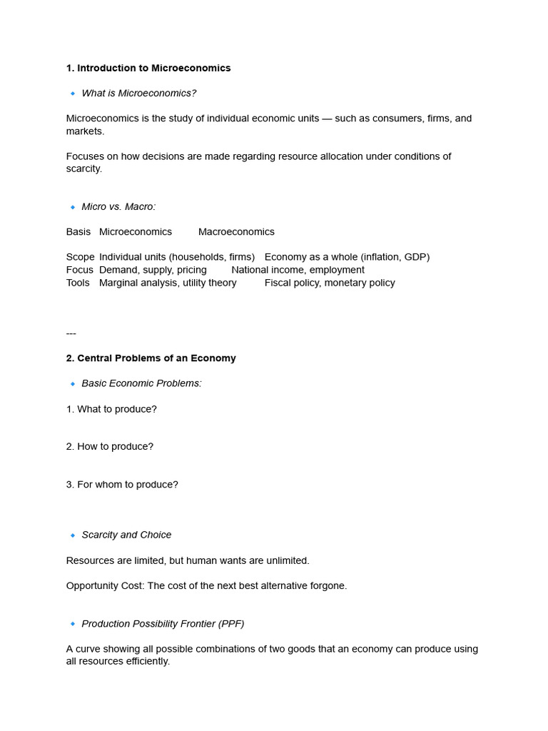 Microeconomics Overview and Key Concepts | PDF | Demand | Microeconomics