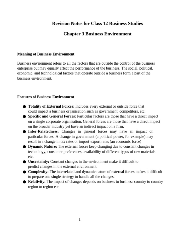 Business Studies Chapter 3 Business Environment | PDF | Economics | Taxes