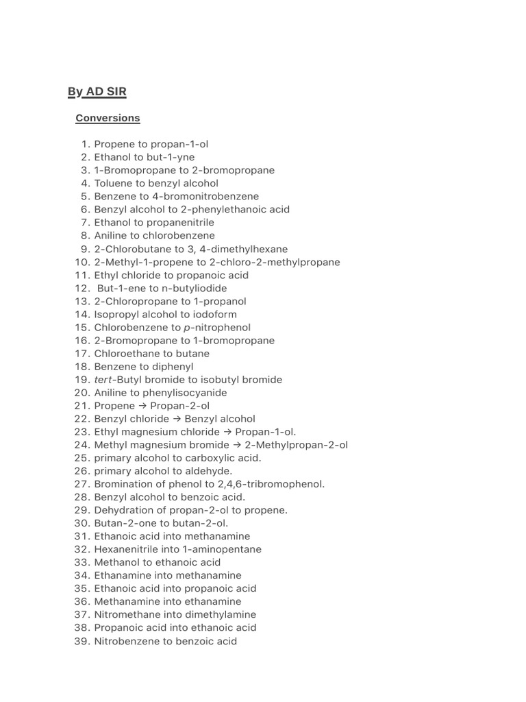 Key Organic Conversions Overview | PDF