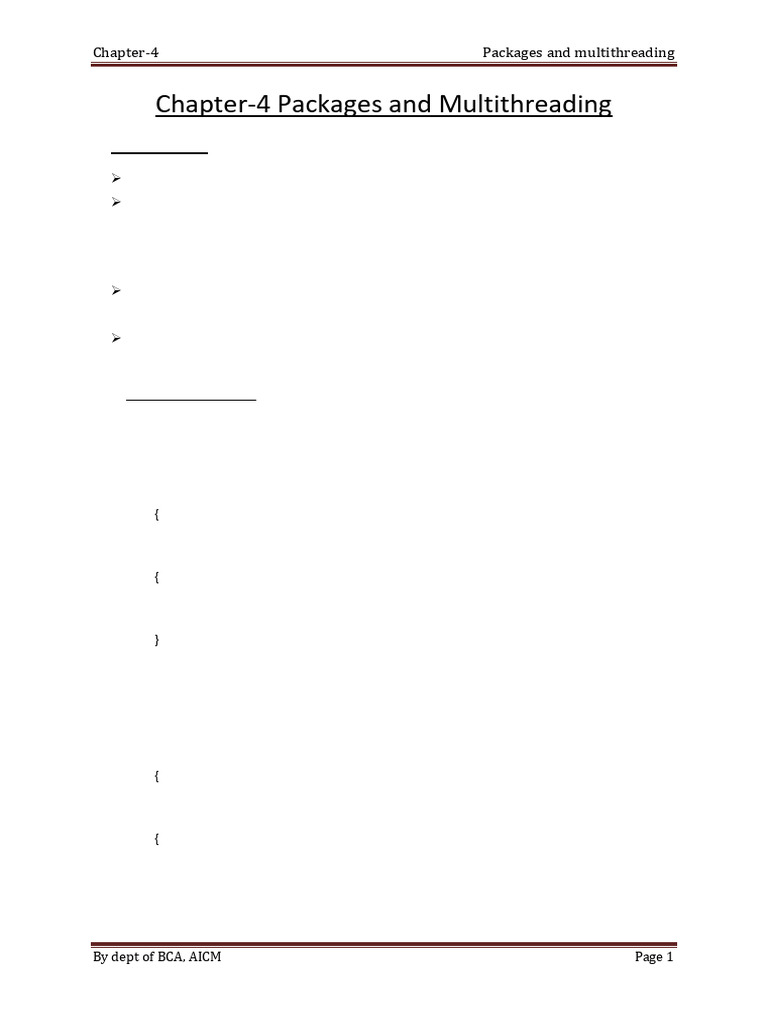 Chapter - 4 Packages and Multithreading | PDF | Thread (Computing) | Method (Computer Programming)