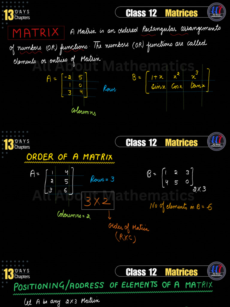 Matrices 13 Days 13 Chapters | PDF