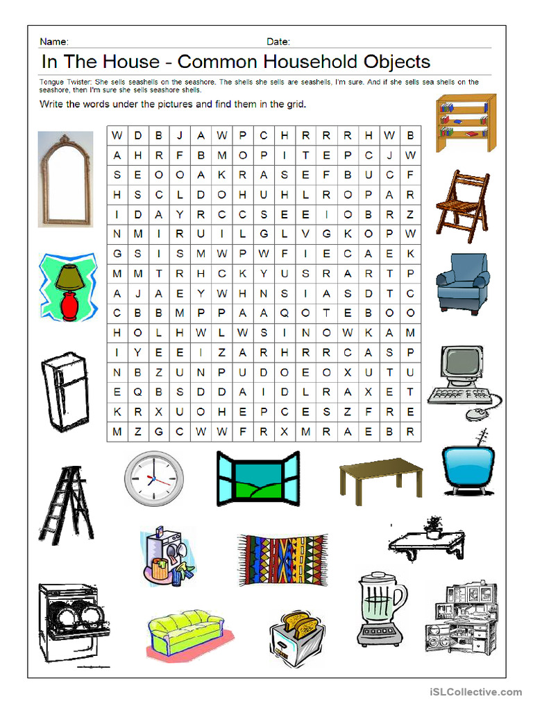Picture Word Search - in The House-1 | PDF