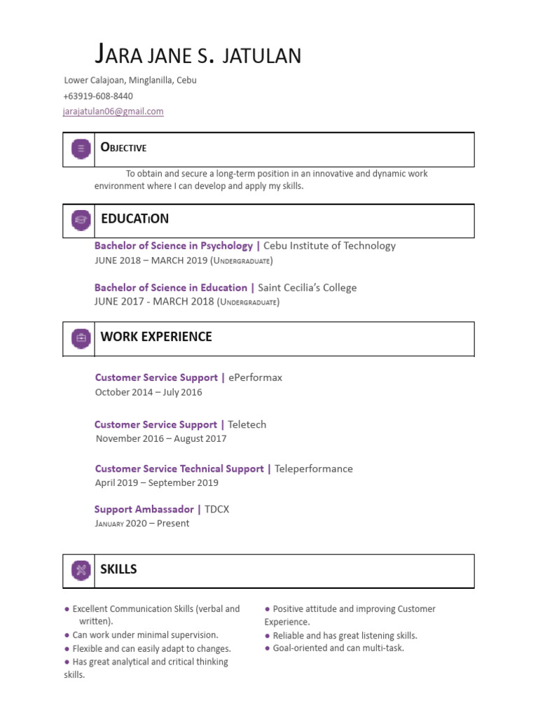 Jara Jatulan Resume 1 | PDF