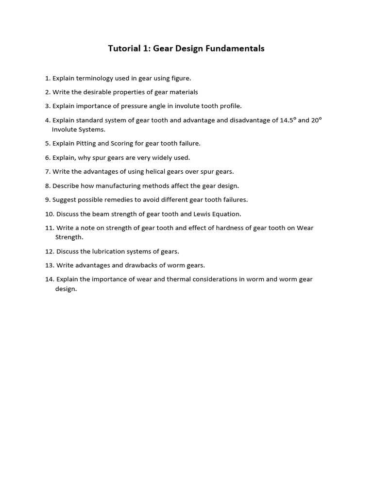 Tutorial 1 Gear Design Fundamentals | PDF