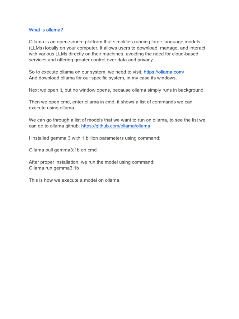 Executing Ollama On System | PDF