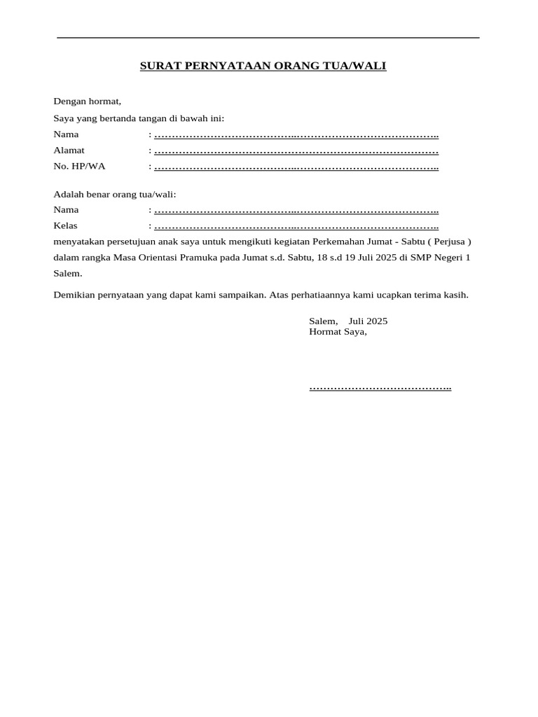 Surat Persetujuan Kegiatan Perjusa | PDF