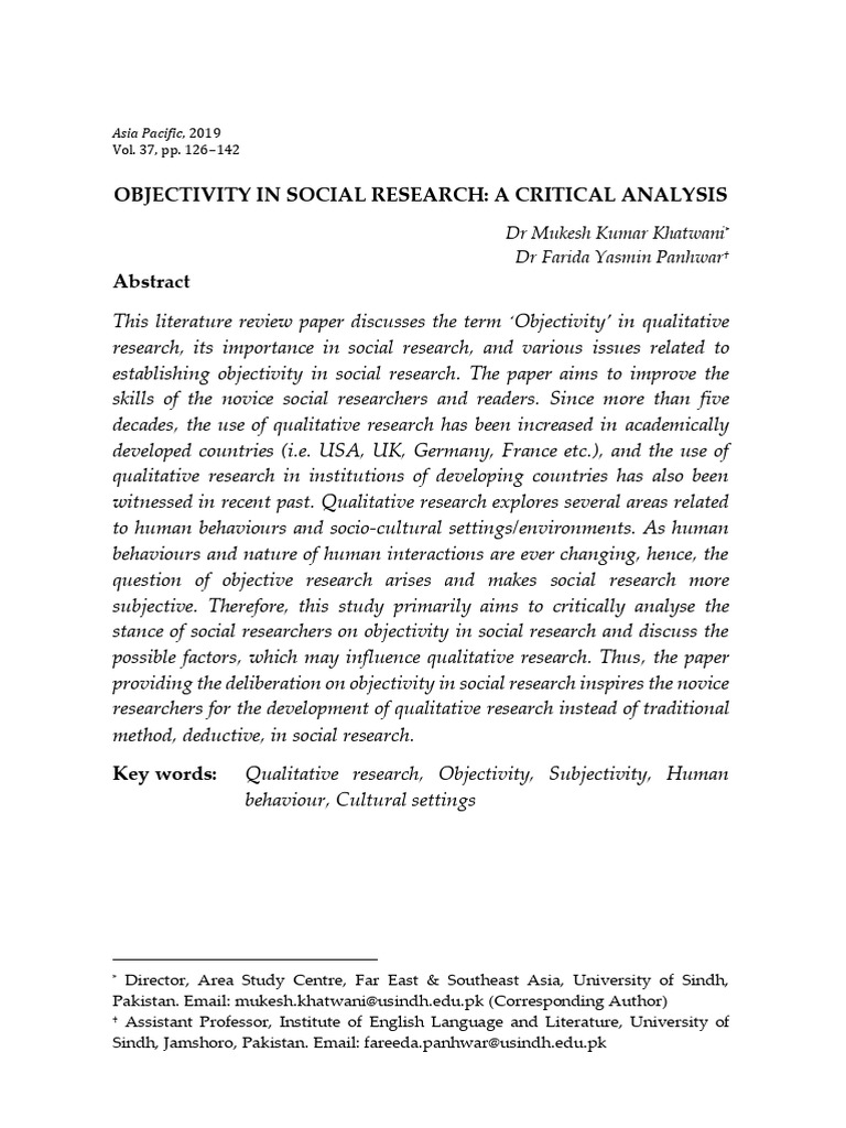 Objectivity in Social Research A Critical Analysis 4v0x3ip8sk | PDF ...