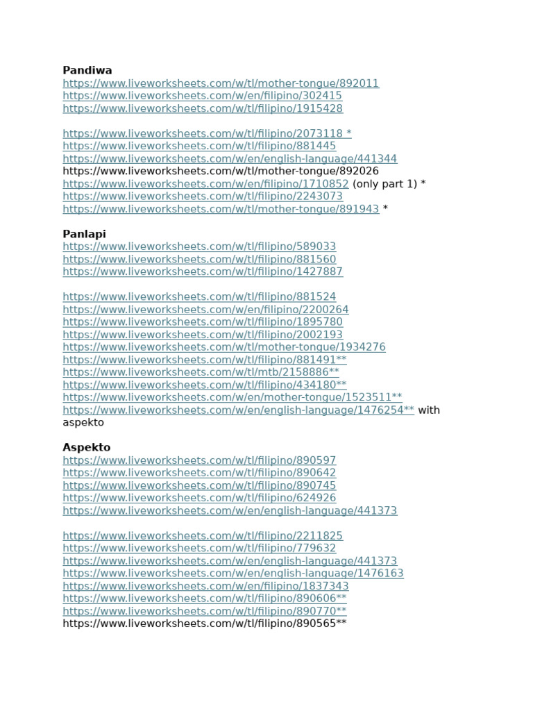 Pandiwa Worksheets and Resources | PDF