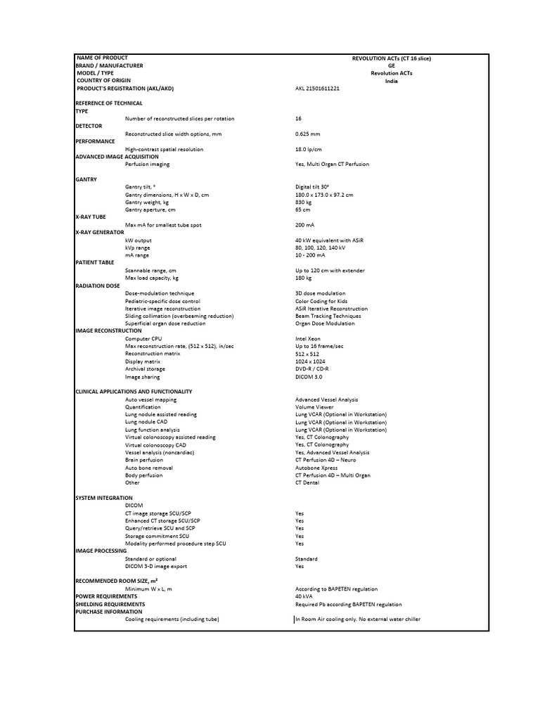 GE Revolution ACTs CT Scanner Overview | PDF | Ct Scan | Medical Imaging