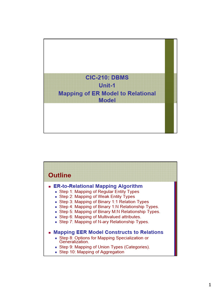 1 - 3 Mapping of ER Model To Relational Model | PDF | Conceptual Model | Relational Model