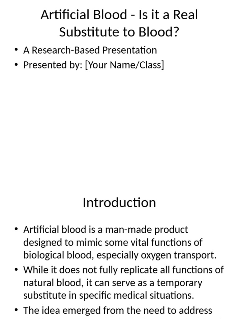 Artificial Blood: A Medical Breakthrough | PDF | Medical Specialties ...