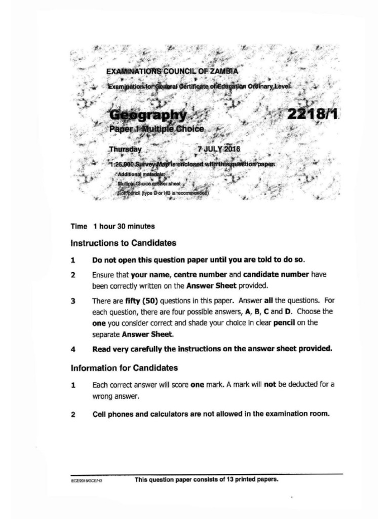 g12 Geography p1 2016 Gce | PDF