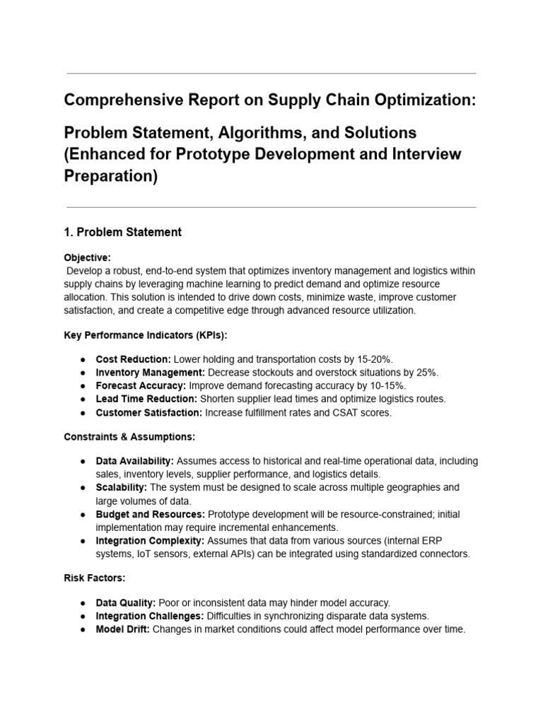 Supply Chain Optimization Report | PDF | Logistics | Supply Chain