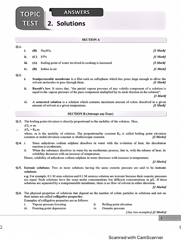 Solutions Test Solutions Pdf