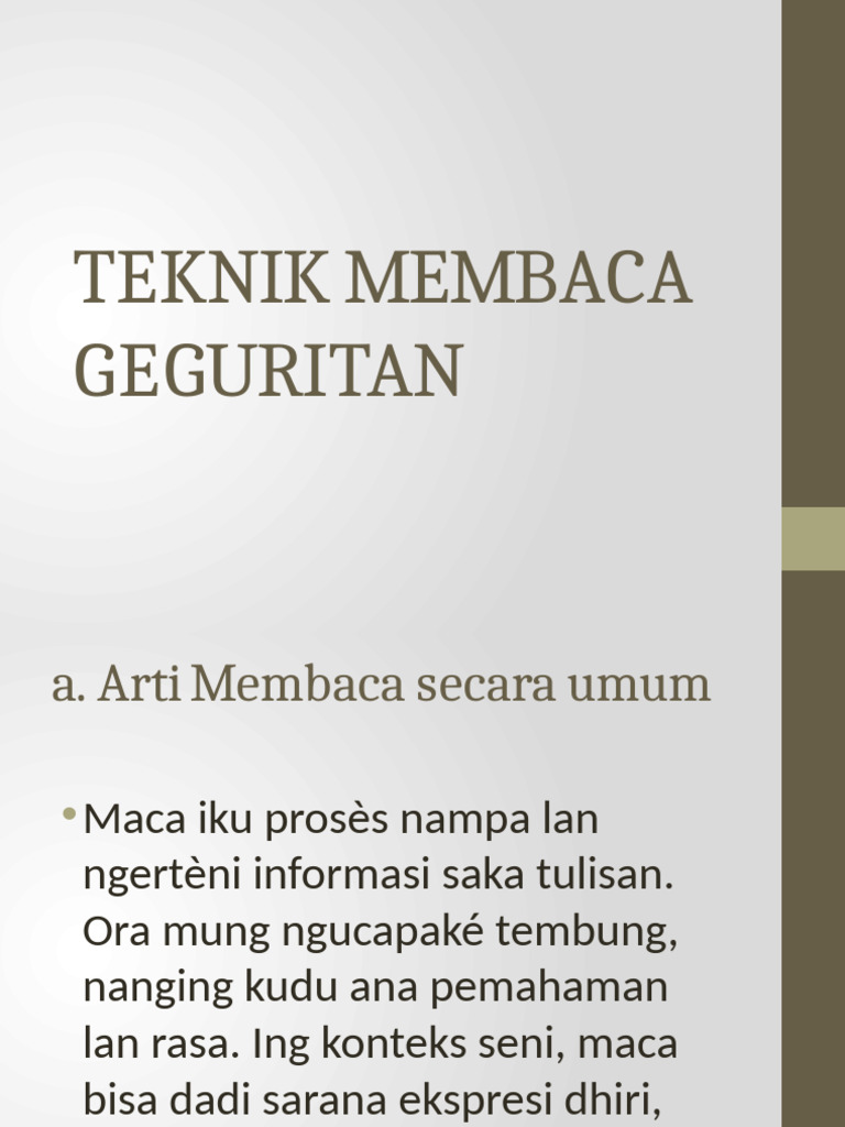 3 Teknik Membaca Geguritan | PDF