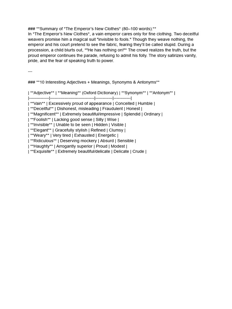 The Emperor's New Clothes | PDF