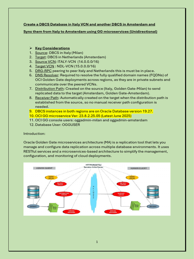 OCI GoldenGate 23ai Microservices - Cross-Region Data Sync | PDF | Domain Name System ...