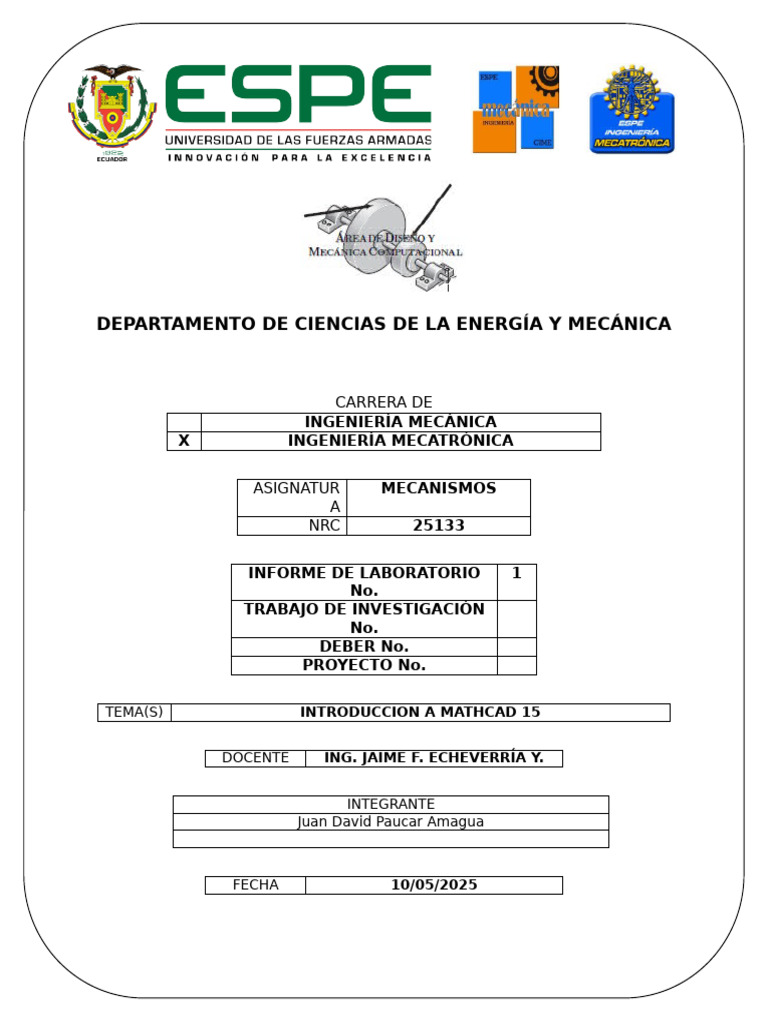 LAB.1 Introduccion A MATHCAD | PDF | Ecuaciones | Diseño asistido por ordenador