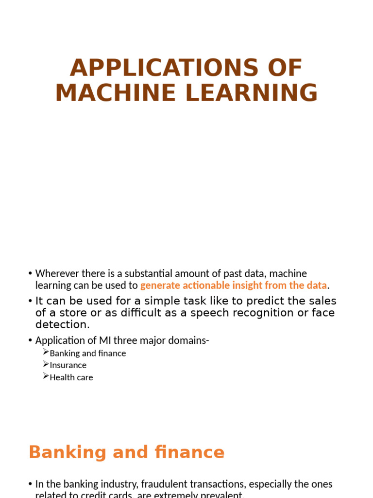 Applications of Machine Learning | PDF | Machine Learning | Banks