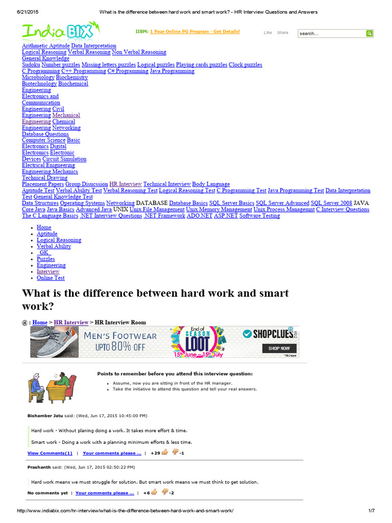 Hard Work vs. Smart Work Explained | PDF | Databases | Engineering