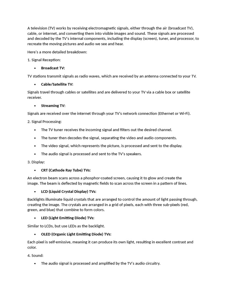 How a Television Works Explained | PDF