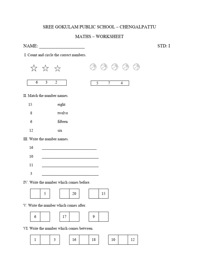 Mid Term Worksheet-Maths | PDF