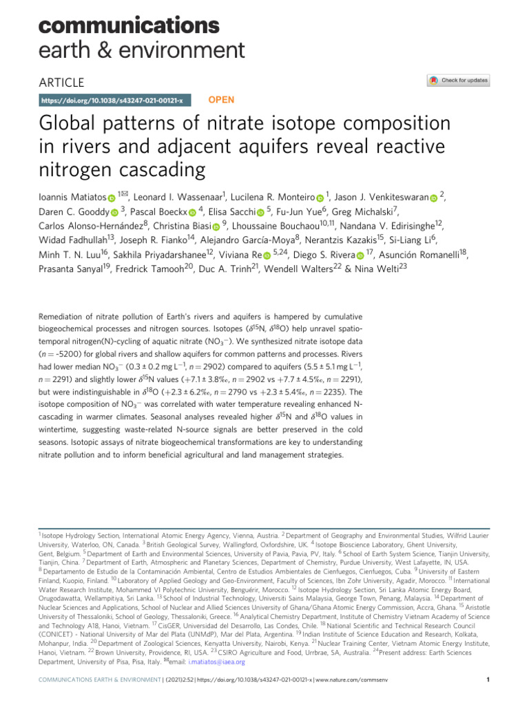 Nitrate Isotope Patterns in Rivers and Aquifers | PDF | Nitrate ...