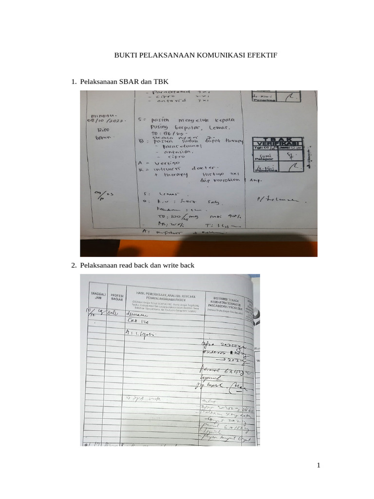 5.3.2.a Bukti TBAK Dan Atau Bukti SBAR Yang Dimasukkan Dalam Rekam ...