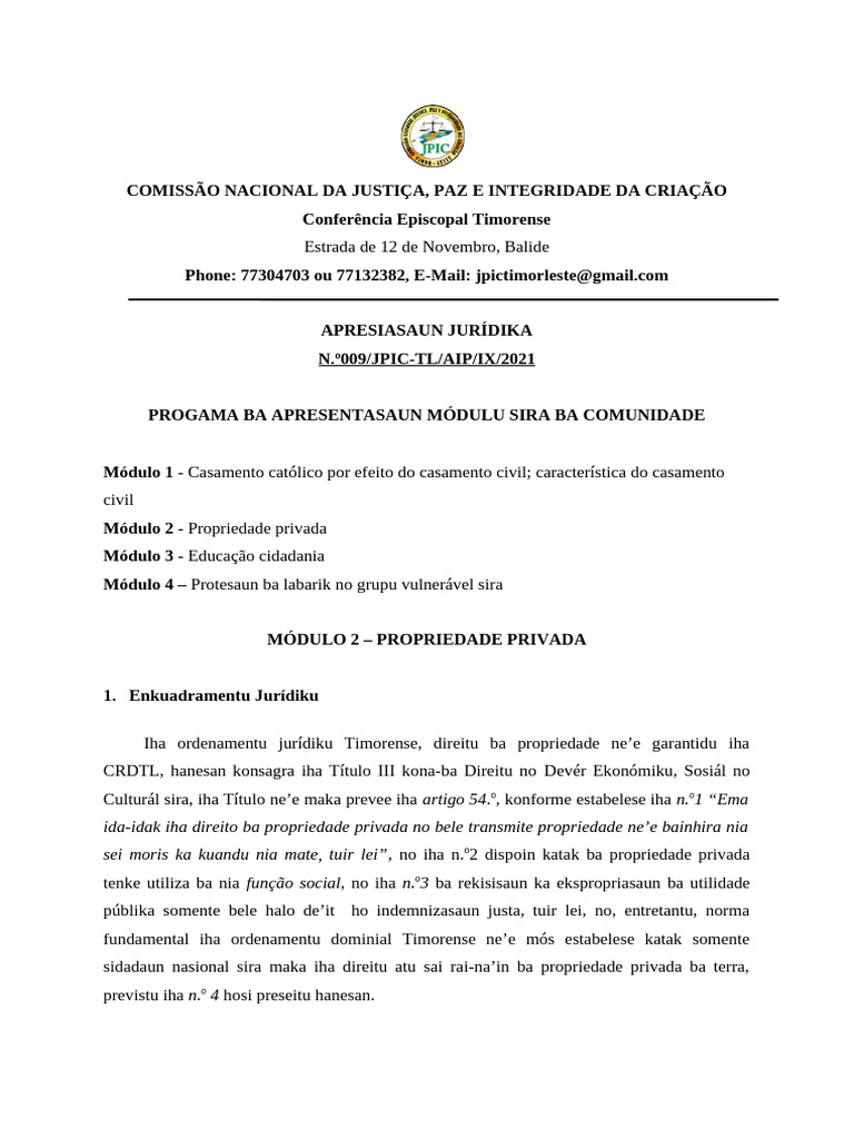 Propriedade Privada em Timor-Leste | PDF | Propriedade privada | Timor ...
