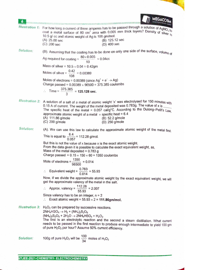 Chem Class 12 Electrochemistry | PDF