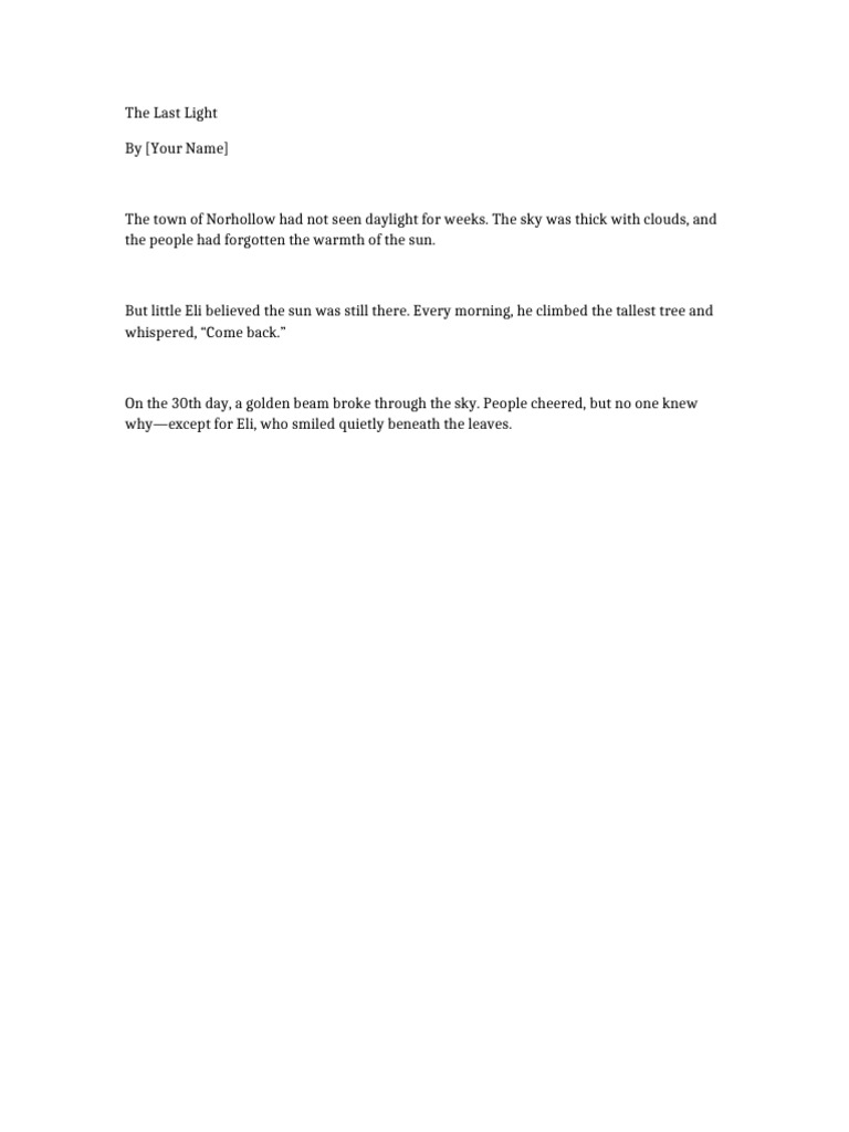 Short Story The Last Light | PDF