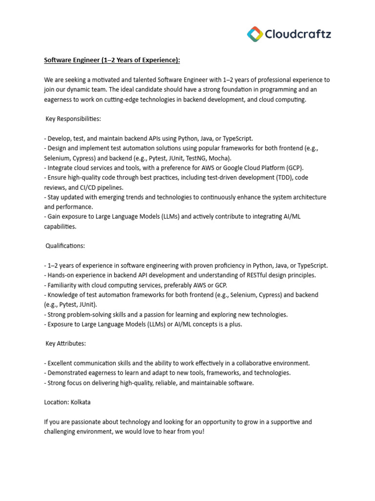 JD - Software Engineer | PDF