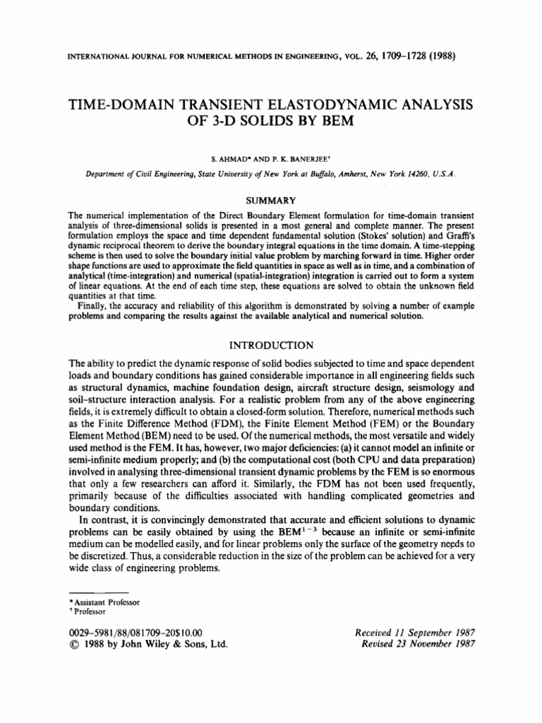 Time Domain Transient Analysis | PDF | Finite Element Method | Integral