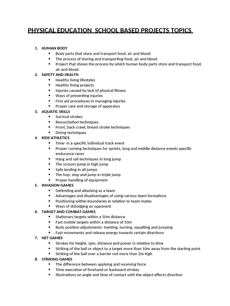 Physical Education Project Topics | PDF | Gymnastics | Stroke