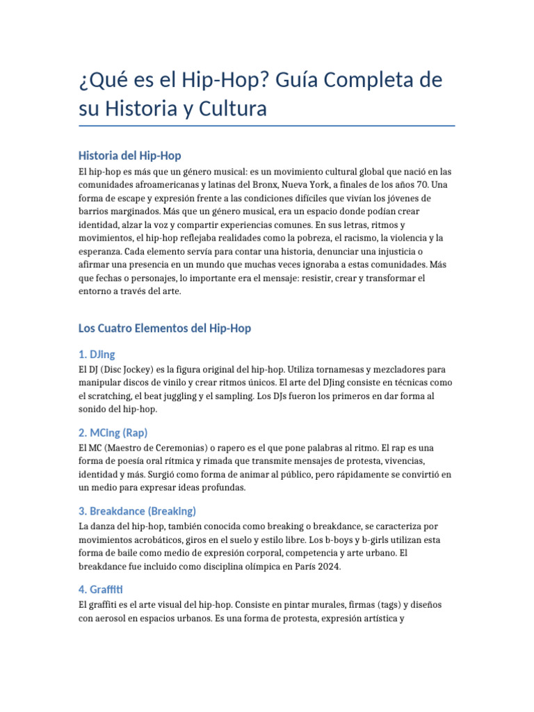 Cultura Del Hip Hop | PDF | Música hip-hop | Disc jockey