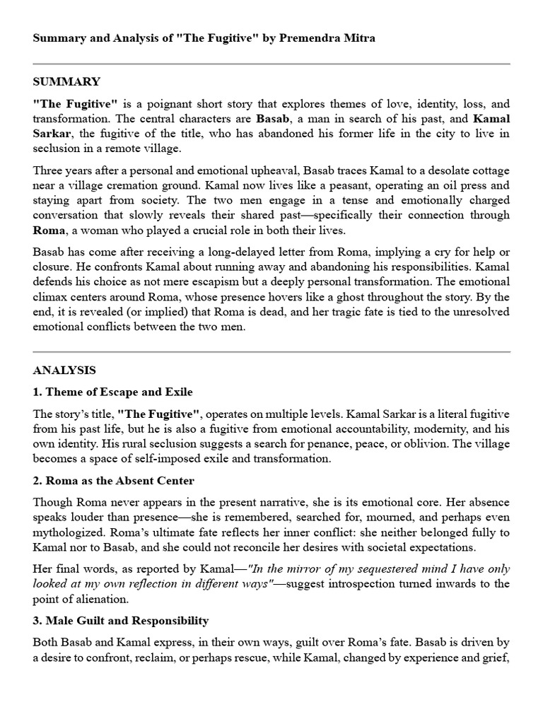 Analysis of "The Fugitive" Themes | PDF