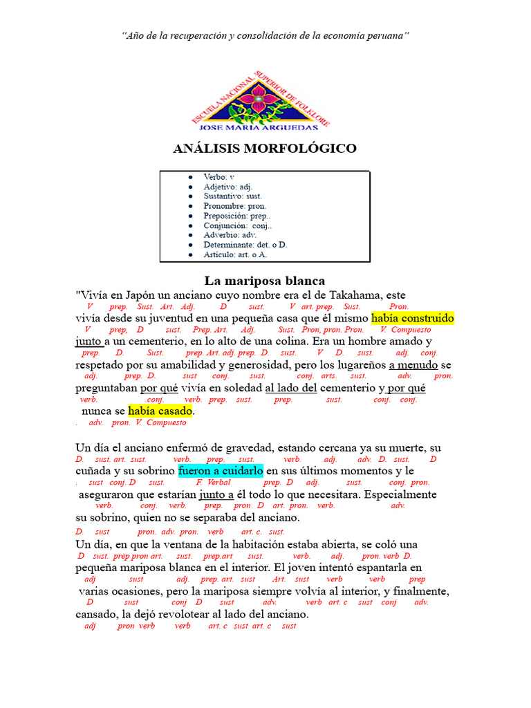 Analisis Morfologico Nosiglia Brunella Ciclo I A | PDF | Adjetivo | Unidades Semánticas