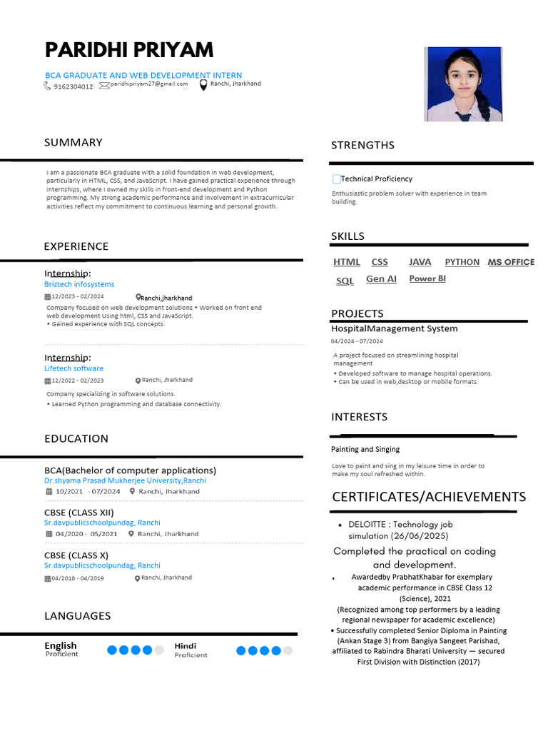 Black and White Simple Business School Graduate Corporate Resume PDF ...